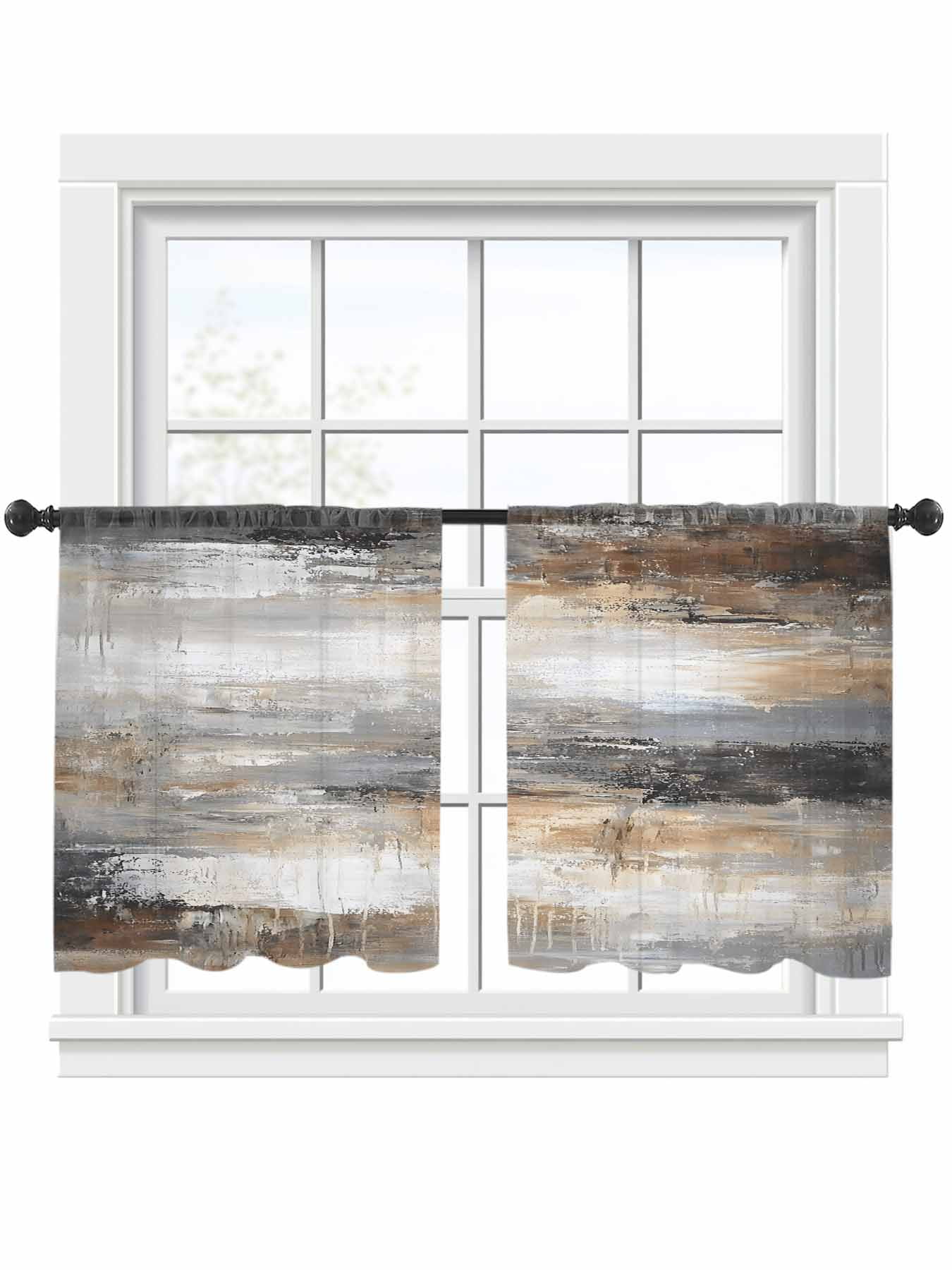 Abstract White Ombre Brown Sheer Curtains for Living Room Bedroom ...