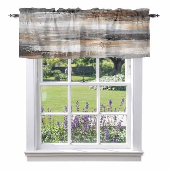 Abstract White Ombre Brown Valances for Windows, Oil Painting Valance ...