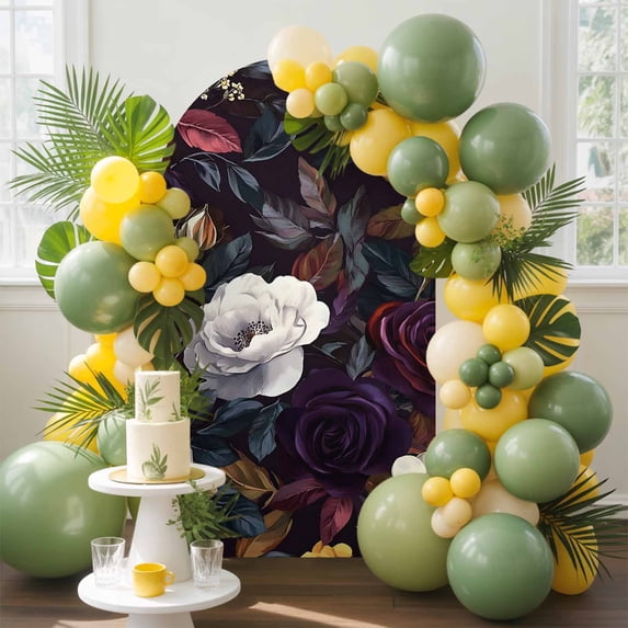 Abstract White Purple Flowers Arch Backdrop Cover, 4FT, Roses Modern ...