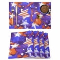 Abstract White Star Cotton Linen Placemats Set of 2, Purple Orange Ink ...