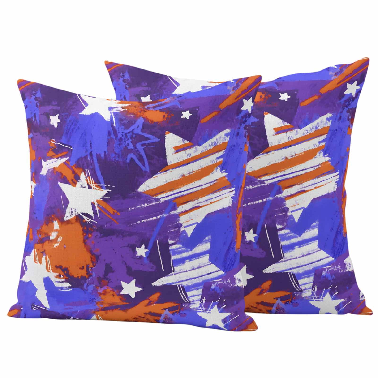 Abstract White Star Outdoor Pillow Covers Set of 2 Purple Orange Ink ...
