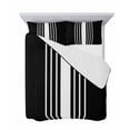 Abstract White Striped 3 Piece Quilt Set Queen Size, Simple Black ...