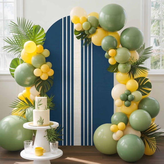 Abstract White Striped Arch Backdrop Cover, 4FT, Simple Blue Linen ...