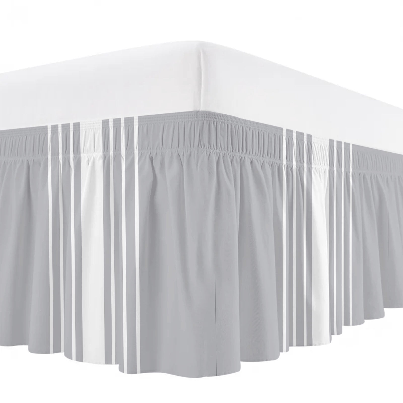 Abstract White Striped Bed Skirt Bed Skirts Queen Size 16 Inch Drop ...