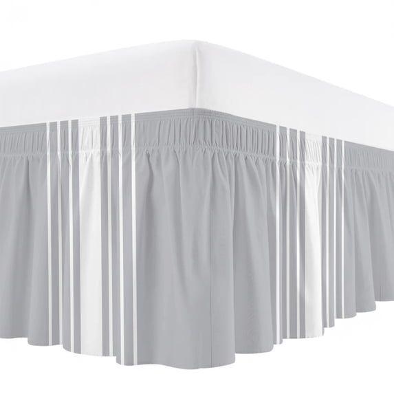 Abstract White Striped Bed Skirt Bed Skirts Queen Size 16 Inch Drop ...