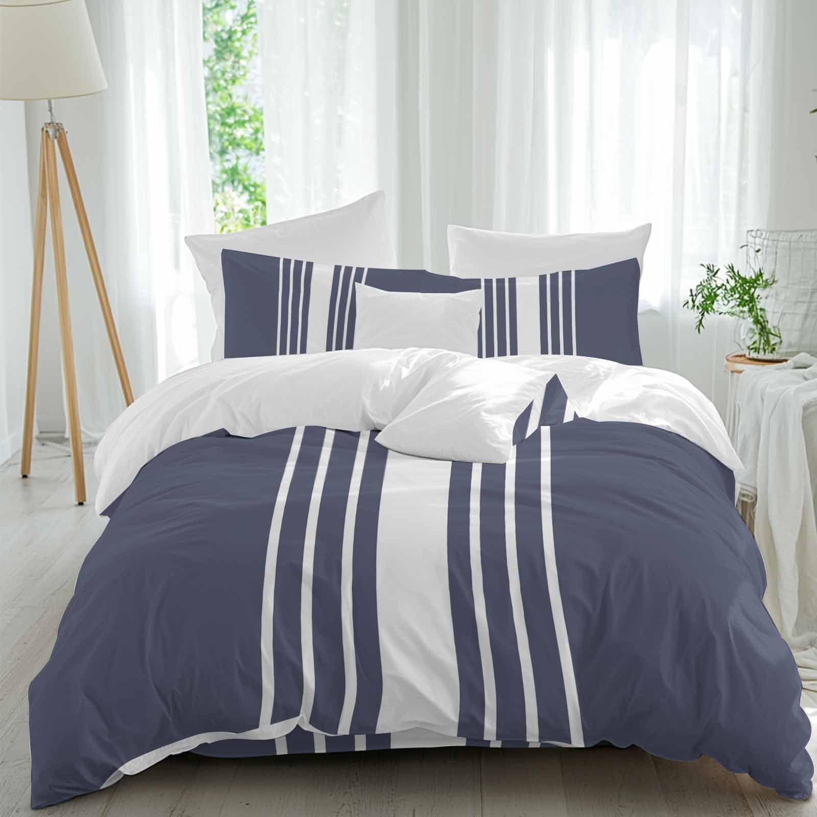 Abstract White Striped Bedding Duvet Cover Set California King Size 4 ...