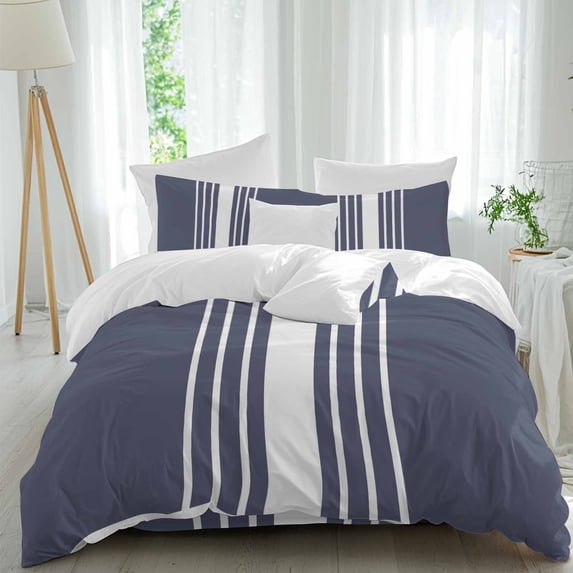 Abstract White Striped Bedding Duvet Cover Set California King Size 4 ...