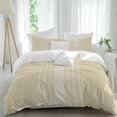 Abstract White Striped Comforter Set Twin Size, Simple Yellow Linen ...