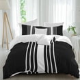 Abstract White Striped Duvet Cover Set King Size, Simple Black ...
