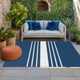 Abstract White Striped Indoor Outdoor Rugs 5x8 Ft, Simple Blue ...