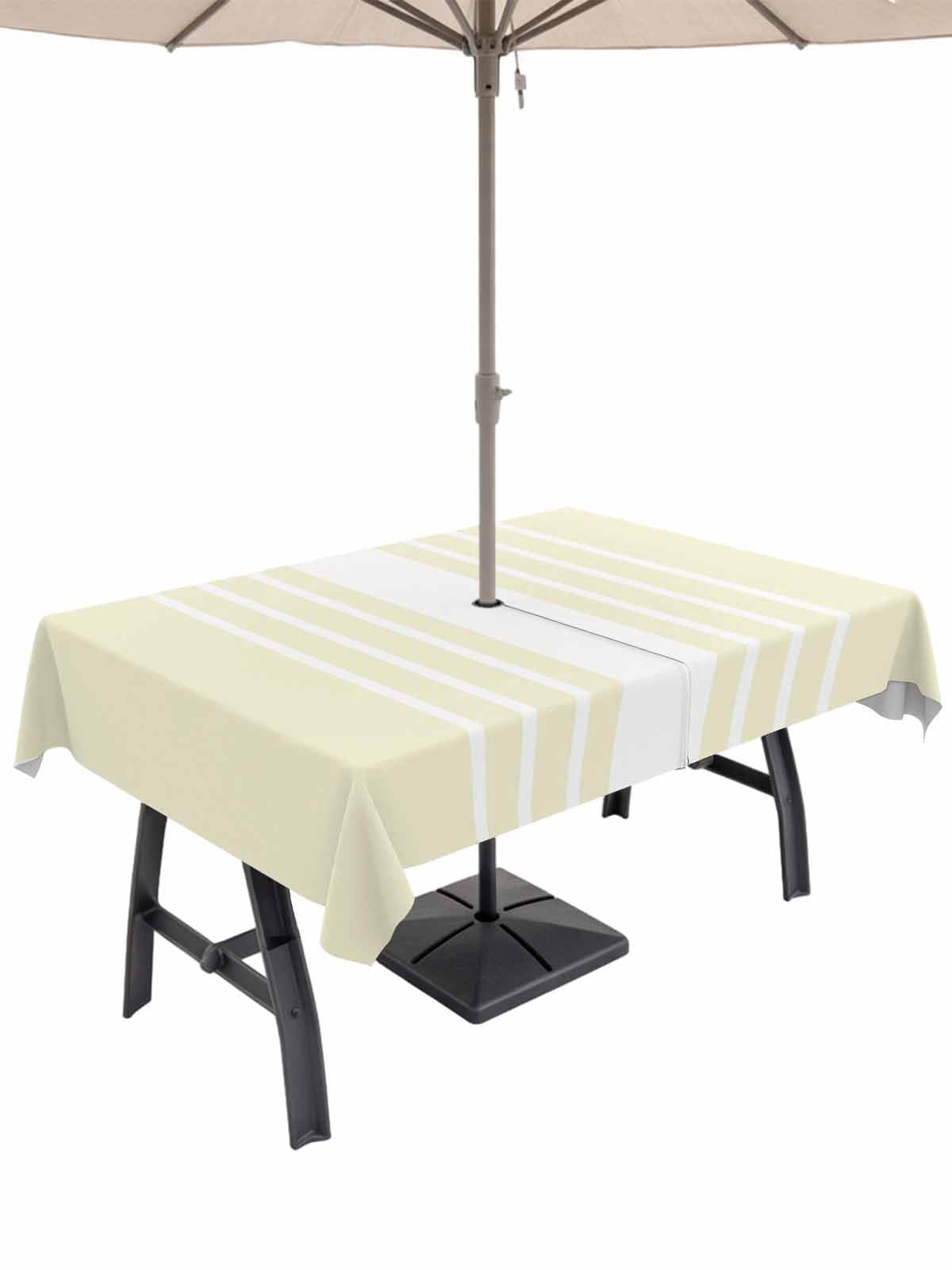 Abstract White Striped Rectangle Outdoor Tablecloth with Umbrella Hole ...