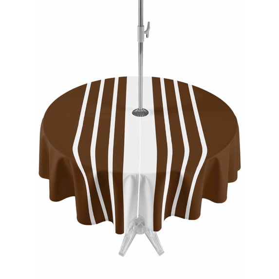 Abstract White Striped Round Outdoor Tablecloth with Umbrella Hole ...