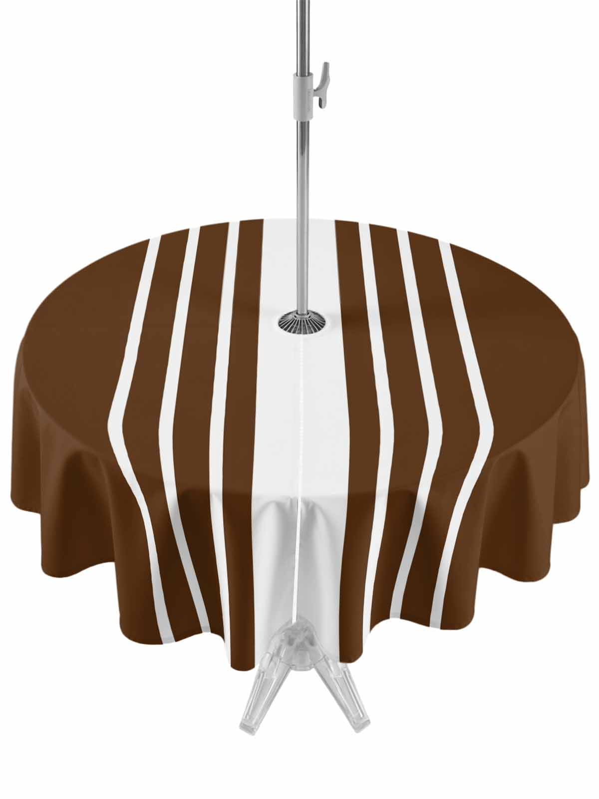 Abstract White Striped Round Outdoor Tablecloth with Umbrella Hole ...