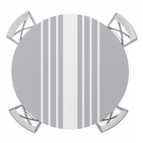 Abstract White Striped Round Table Cover, Simple Gray Background ...