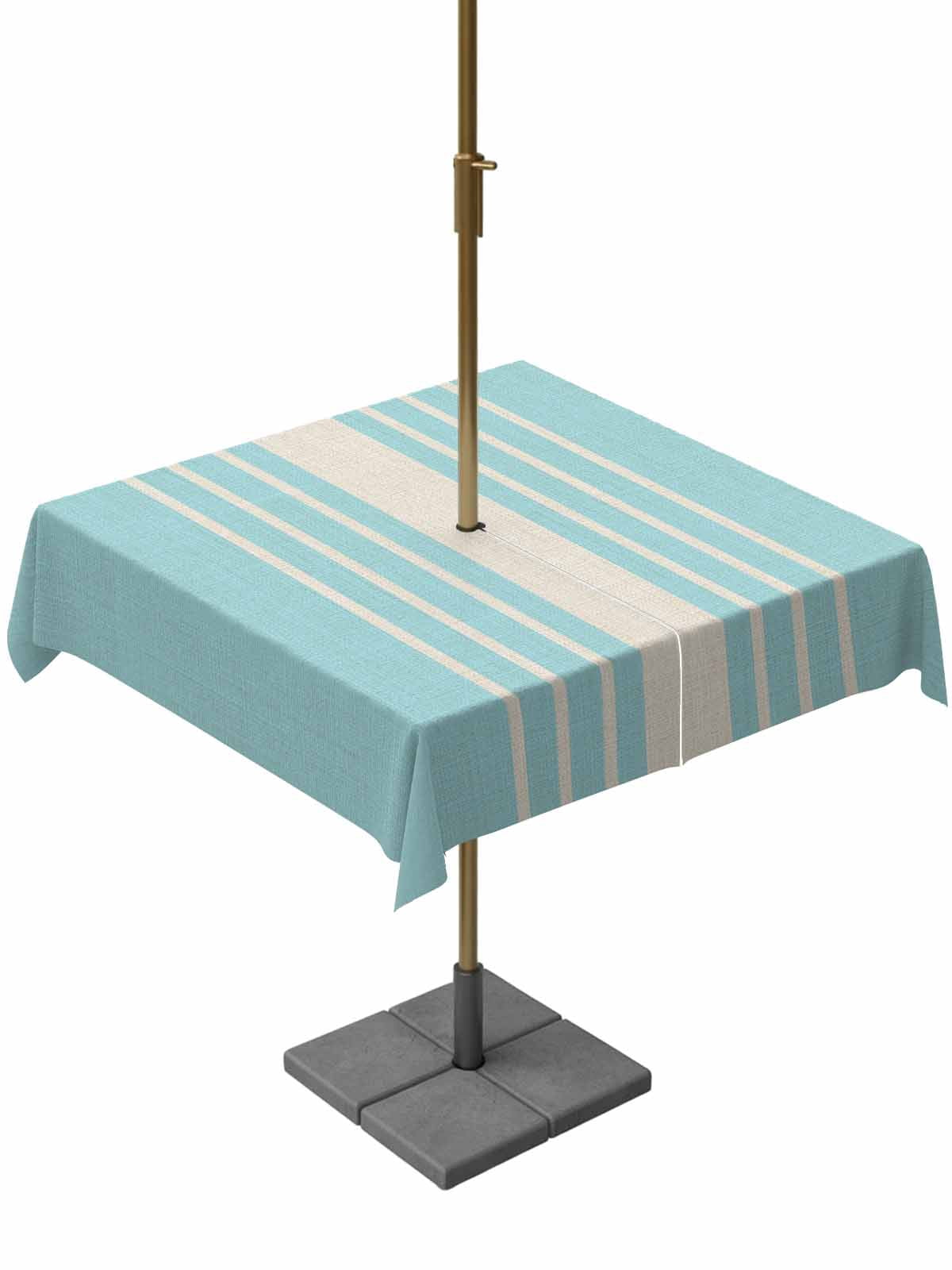 Abstract White Striped Square Outdoor Tablecloth with Umbrella Hole ...