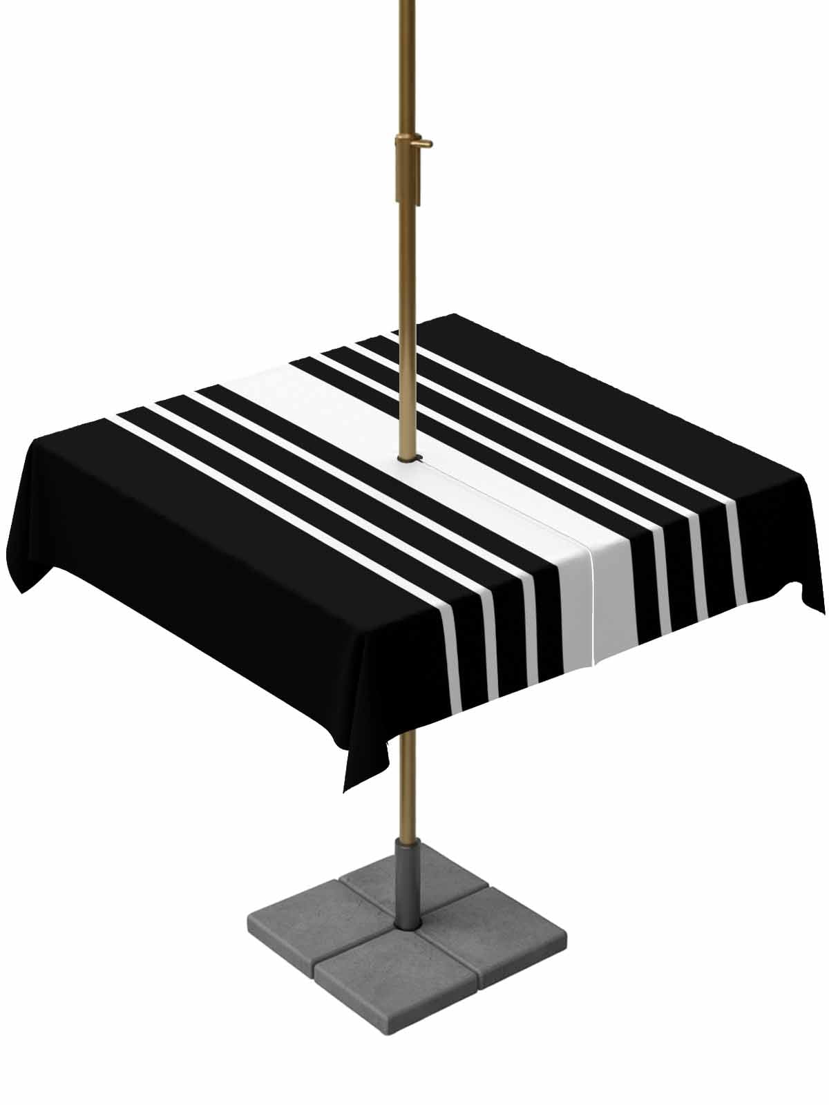 Abstract White Striped Square Outdoor Tablecloth with Umbrella Hole ...