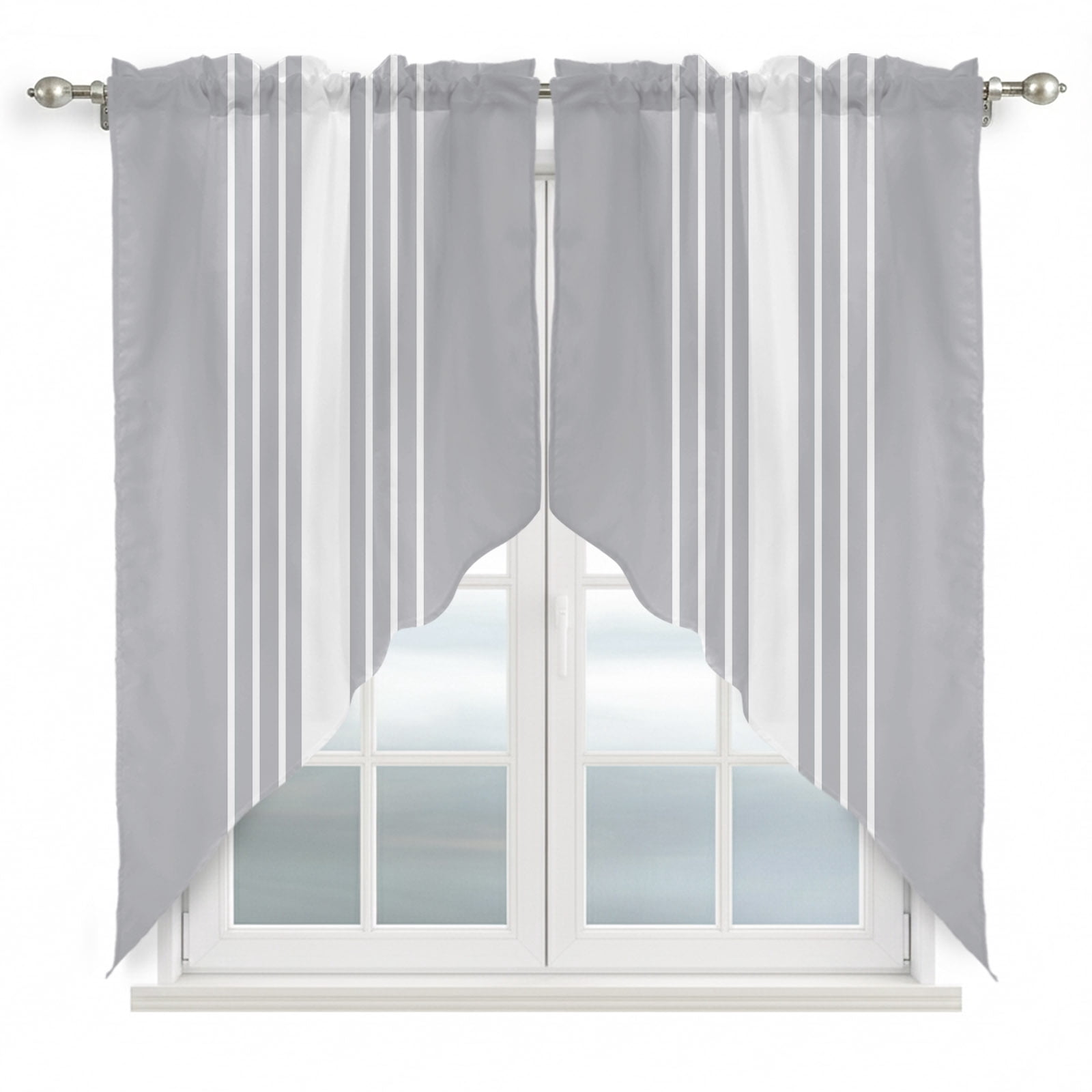 Abstract White Striped Swag Valances for Windows 36 inches Long, Simple ...