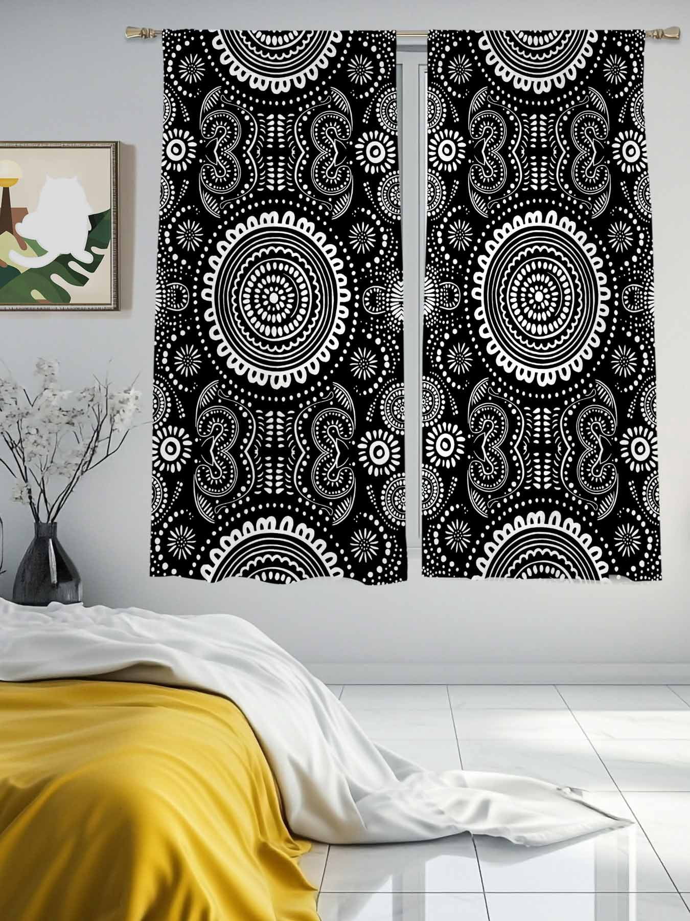 Abstract White Swirling Seamless Artwork Chiffon Sheer Curtains 63 ...