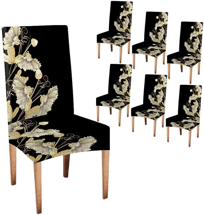 Abstract Wild Flower Dining Chair Covers Set of 6 Wild Flowers on a ...