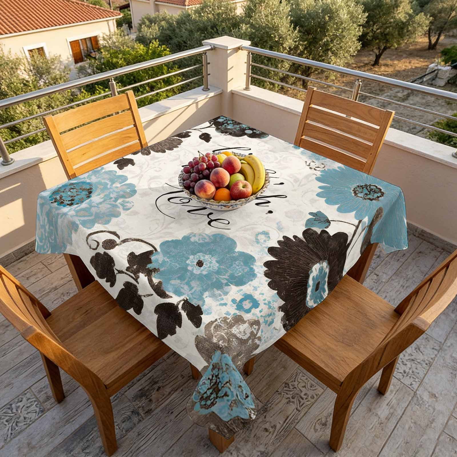 Abstract Wild Flower Watercolor Table Cloth 60x60in, Waterproof Square ...