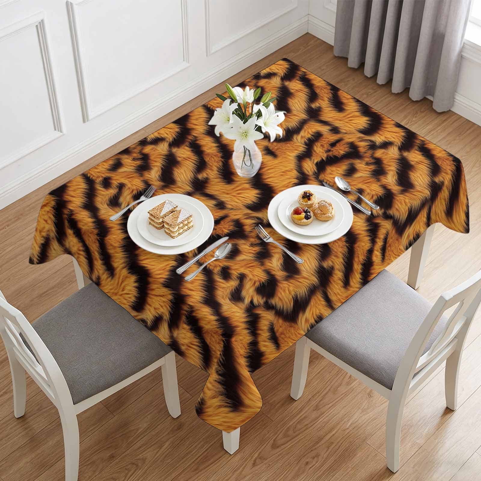 Abstract Wild Tiger Fur Texture Table Cloth 60x84in, Waterproof ...
