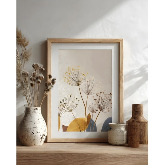 Abstract Wildflower Poster Neutral Boho Botanical Wall Art , Poster ...