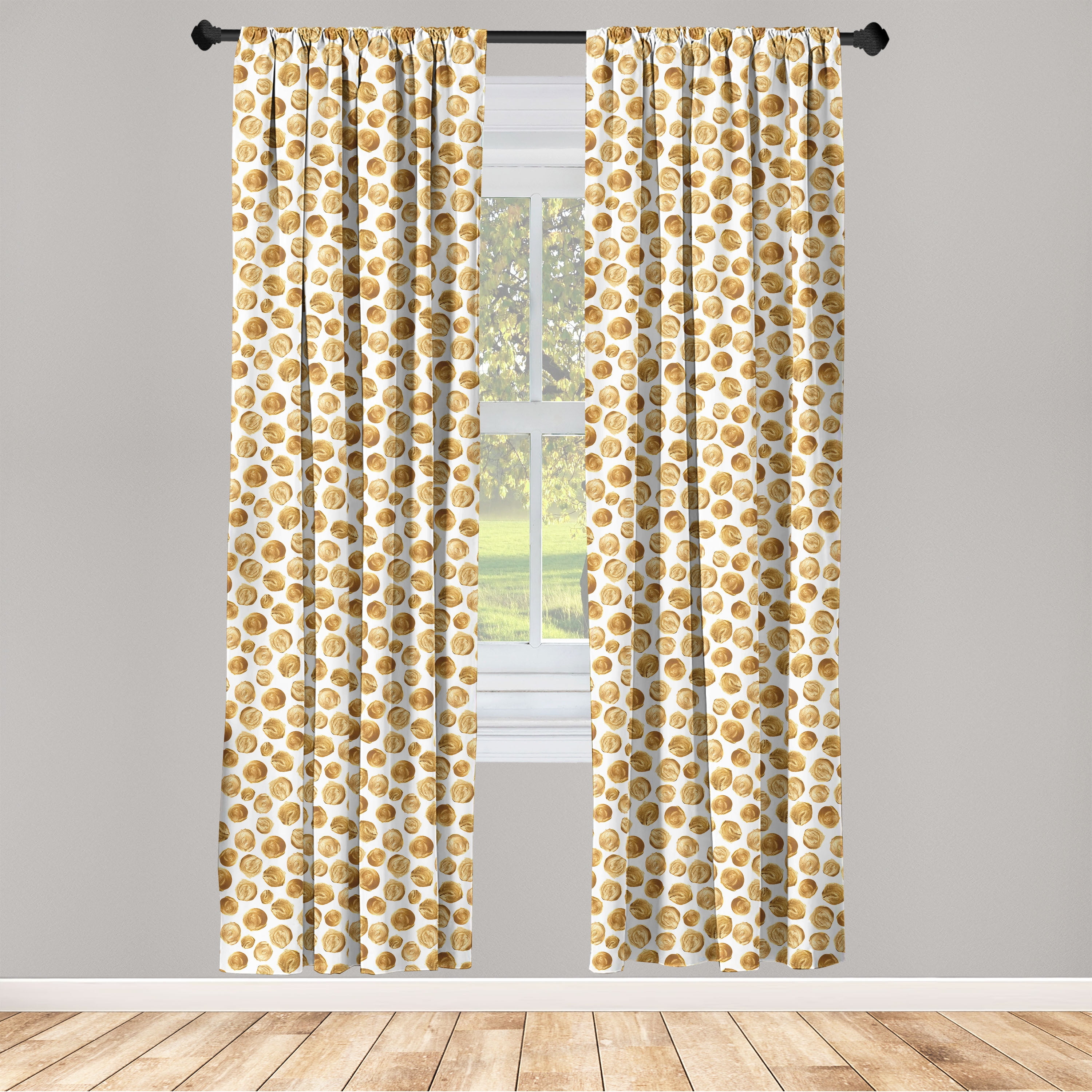 Abstract Window Curtains, Earthy Colored Dots Contemporary Style Paint ...