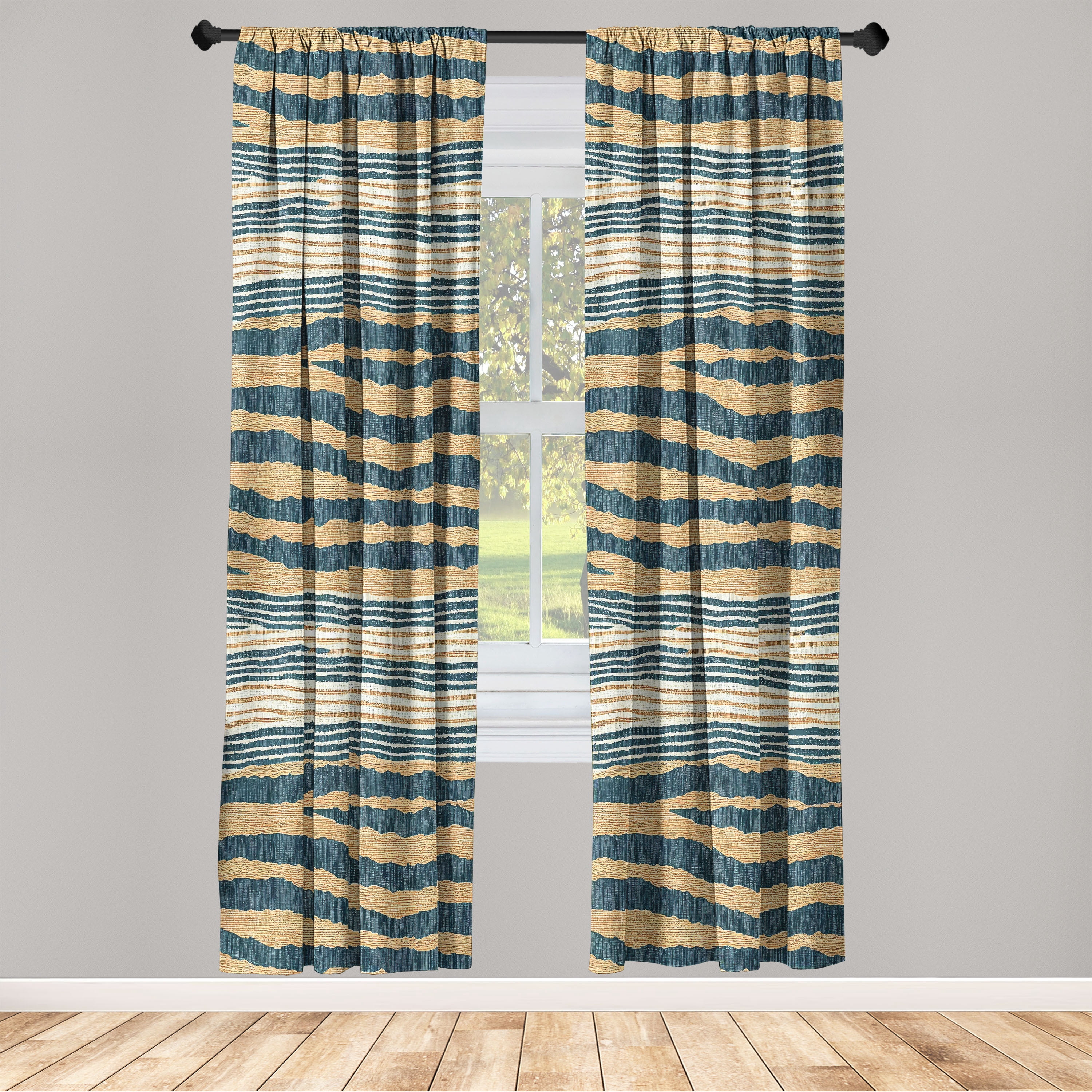Abstract Window Curtains, Modern Grunge Effect Irregular Stripes ...