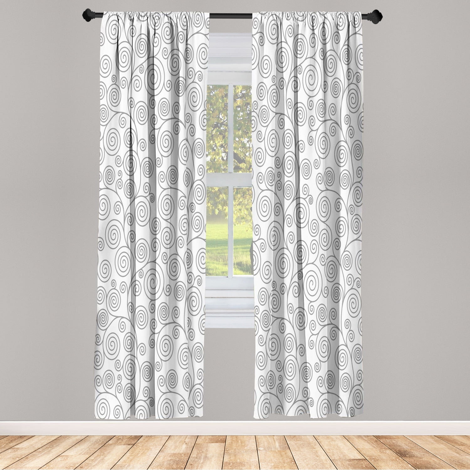Ambesonne Abstract Curtains, Curles Abstract Nature, Pair of 28"x95 ...