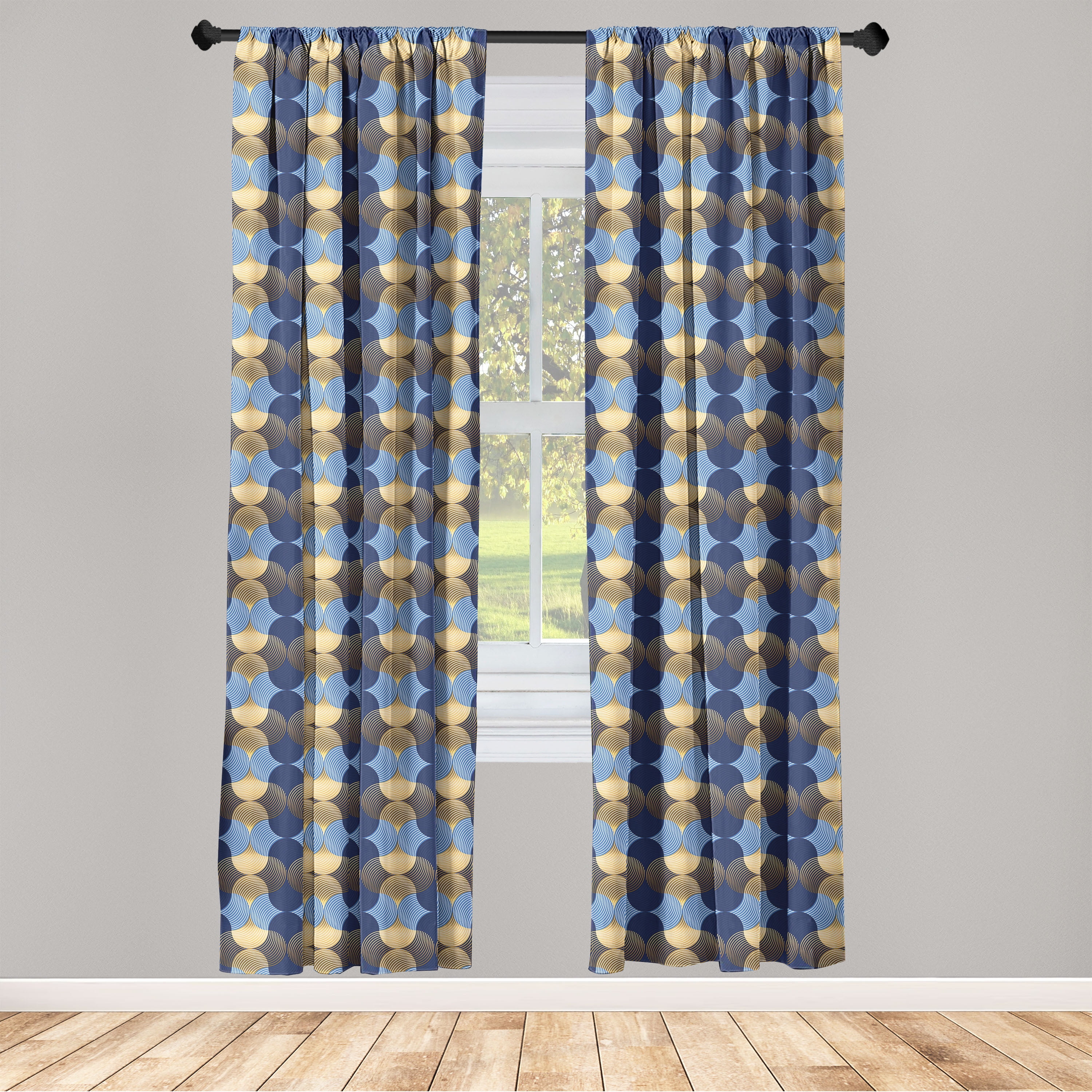 Abstract Window Curtains, Swirly Geometric Lines Op Illusion Art Deco ...