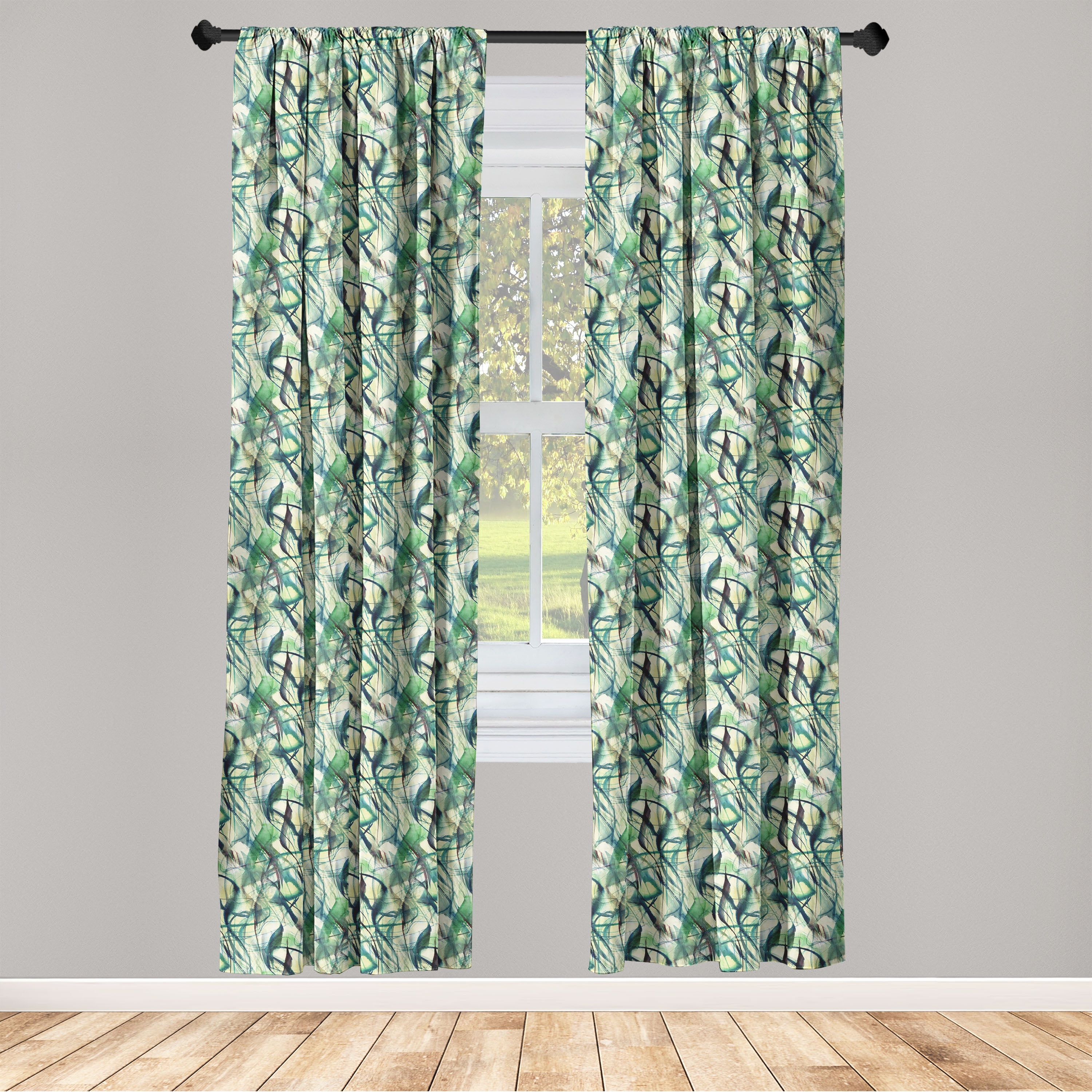 Abstract Window Curtains, Swirly Stripes Contemporary Surreal art Style ...