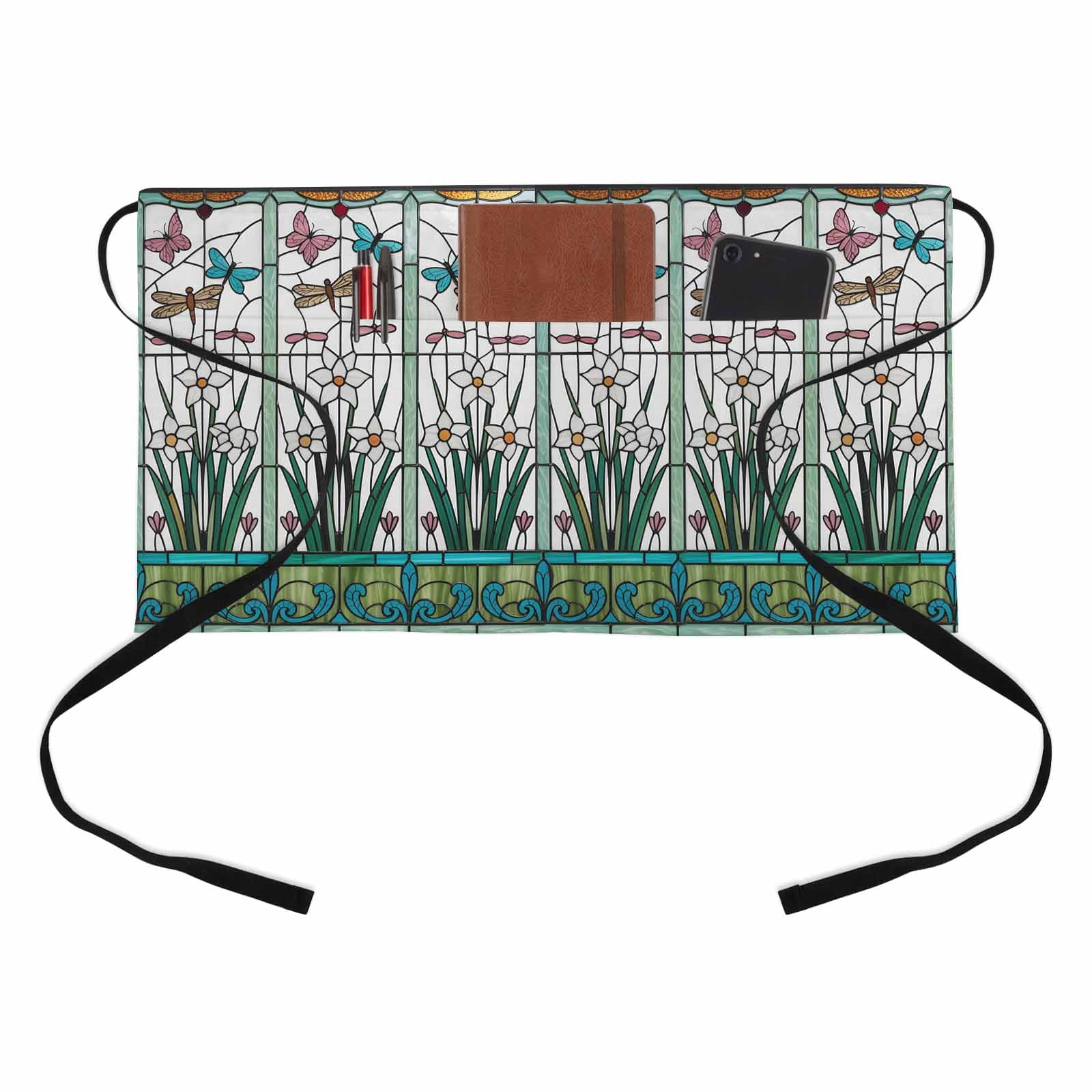 Abstract Window Flowers Kitchen Restaurant Half Waist Apron, Geometric ...