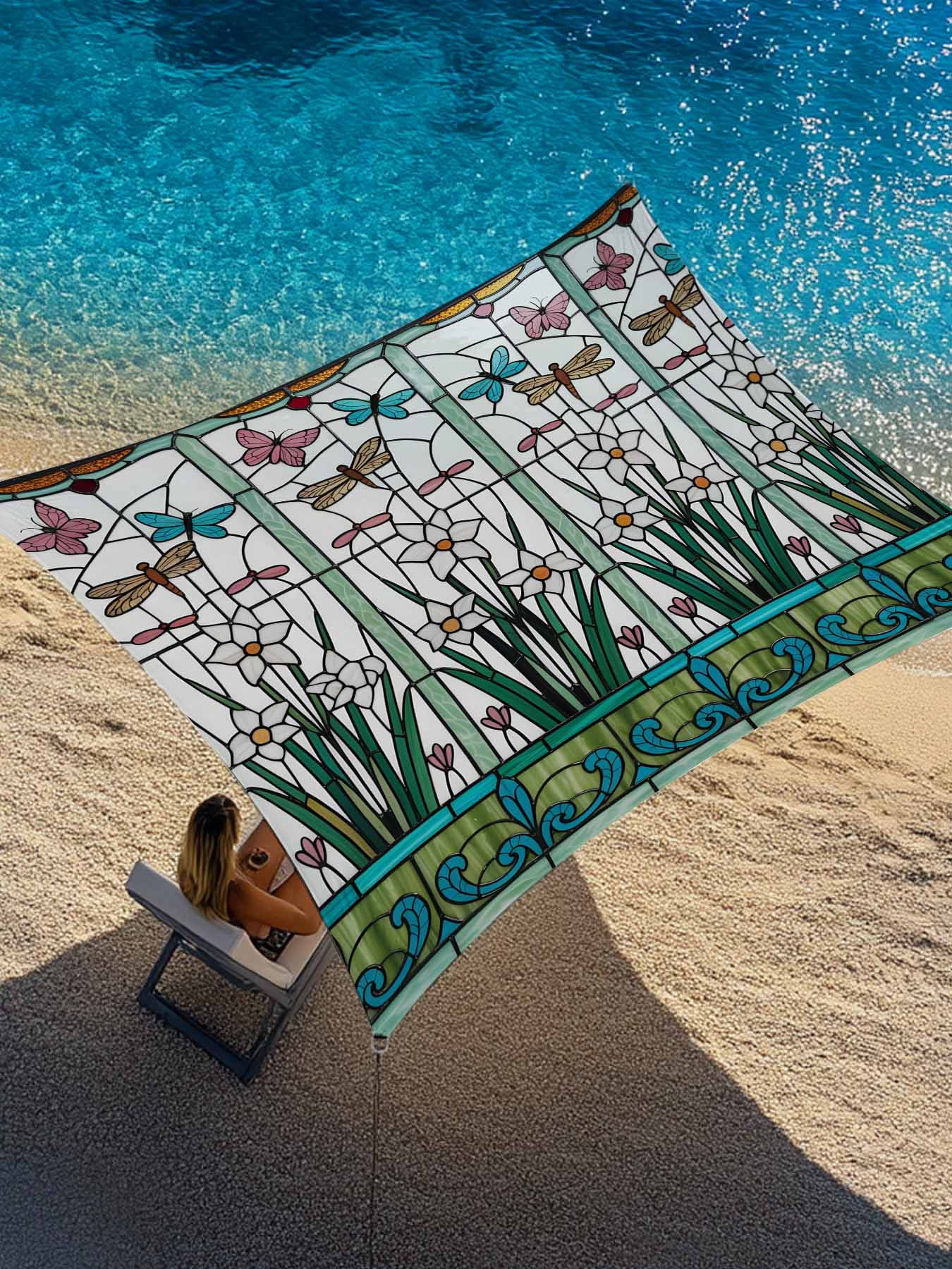 Abstract Window Flowers Sun Shade Sail 14' x 18', Geometric Texture ...
