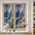 Abstract Window Privacy Film Blue Ink Gold Foiling Ocean Waves Luxury ...