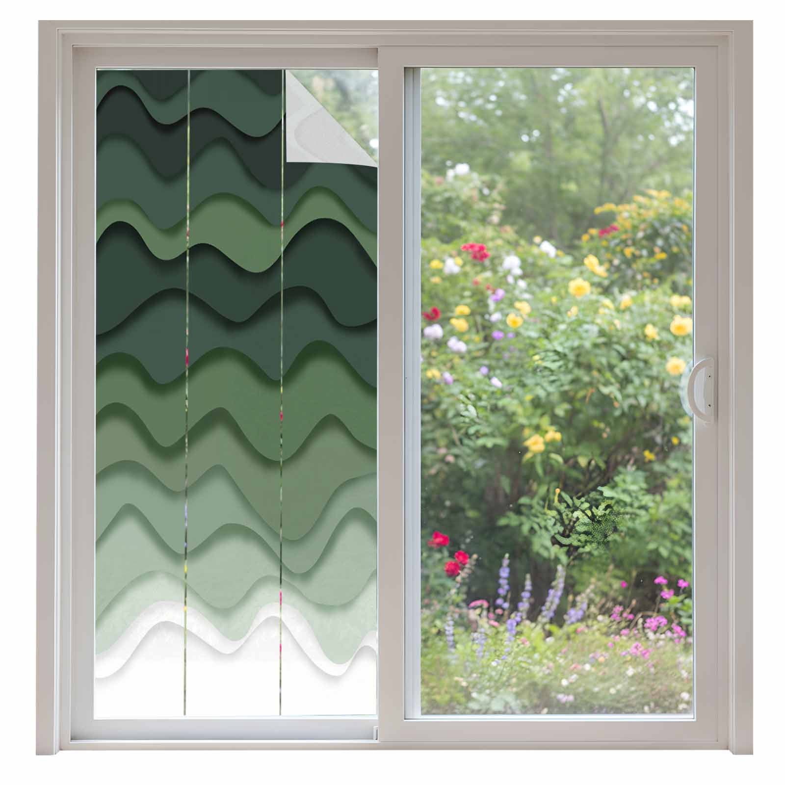 Abstract Window Privacy Film, Sage Green Gradient Ocean Waves Sandy ...