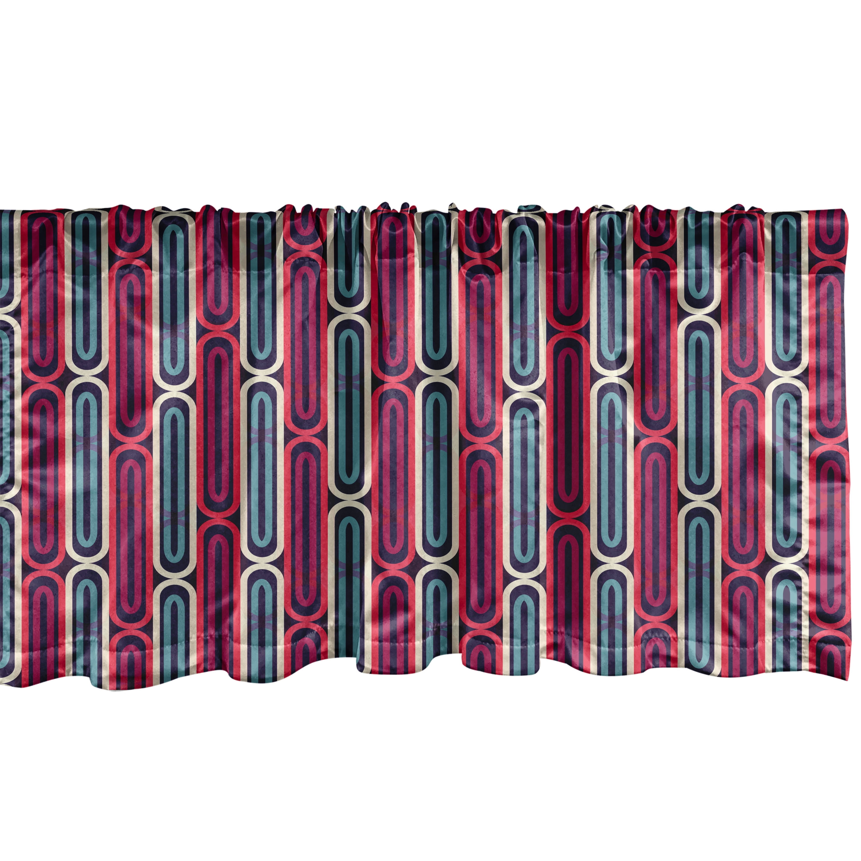 Abstract Window Valance, Colorful and Retro Revival Stripes Ornamental ...