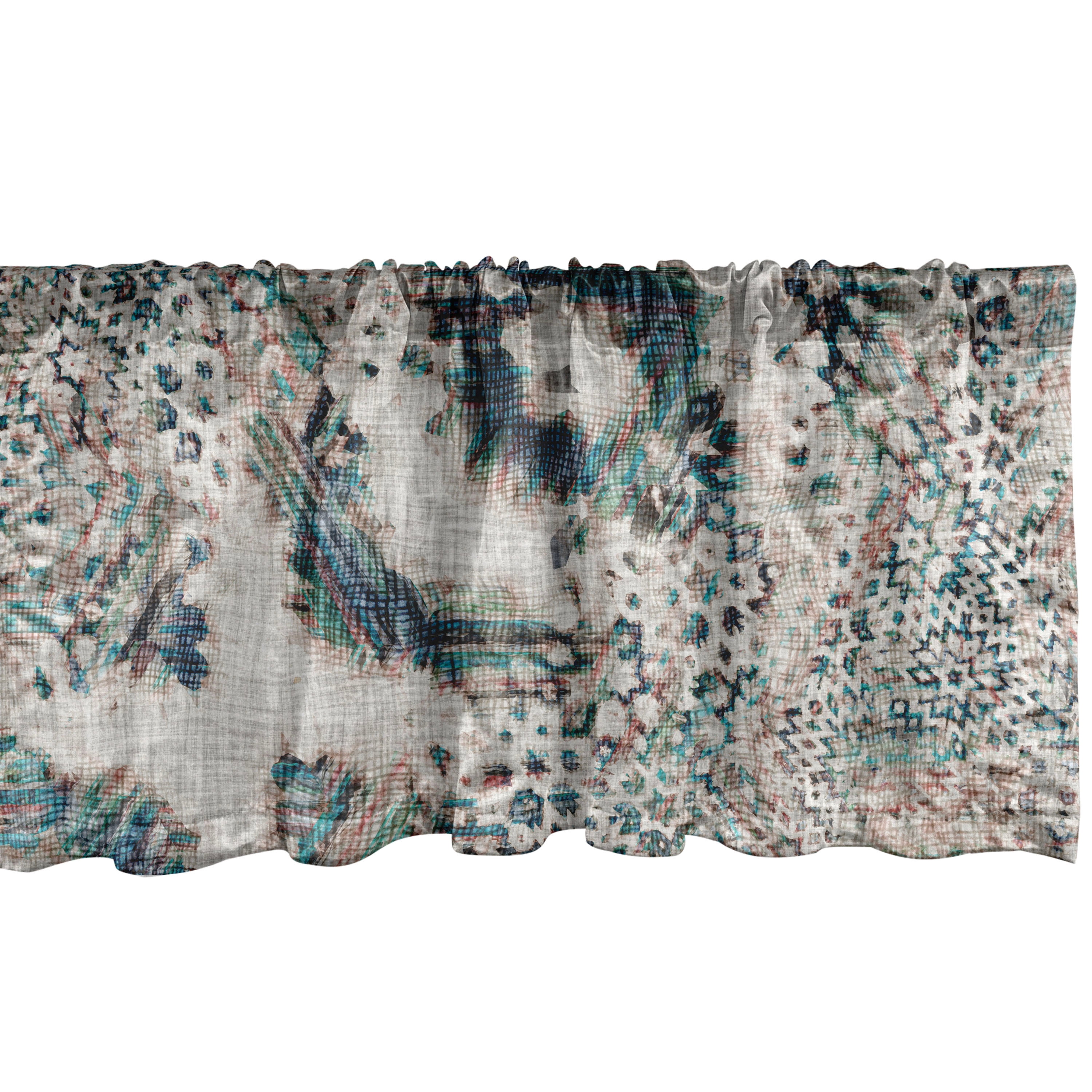 Abstract Window Valance, Colorful Whimsical Shapes Minimalist Stars ...