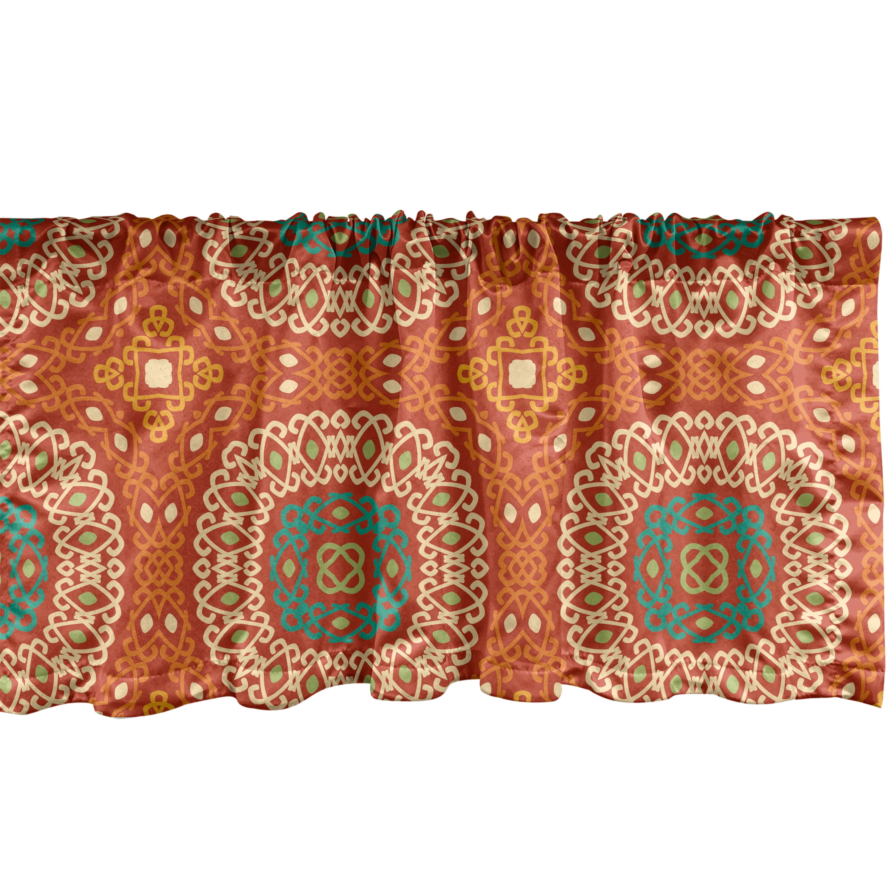 Abstract Window Valance Pack of 2, Bohemian Pattern of Strokes in Earth ...