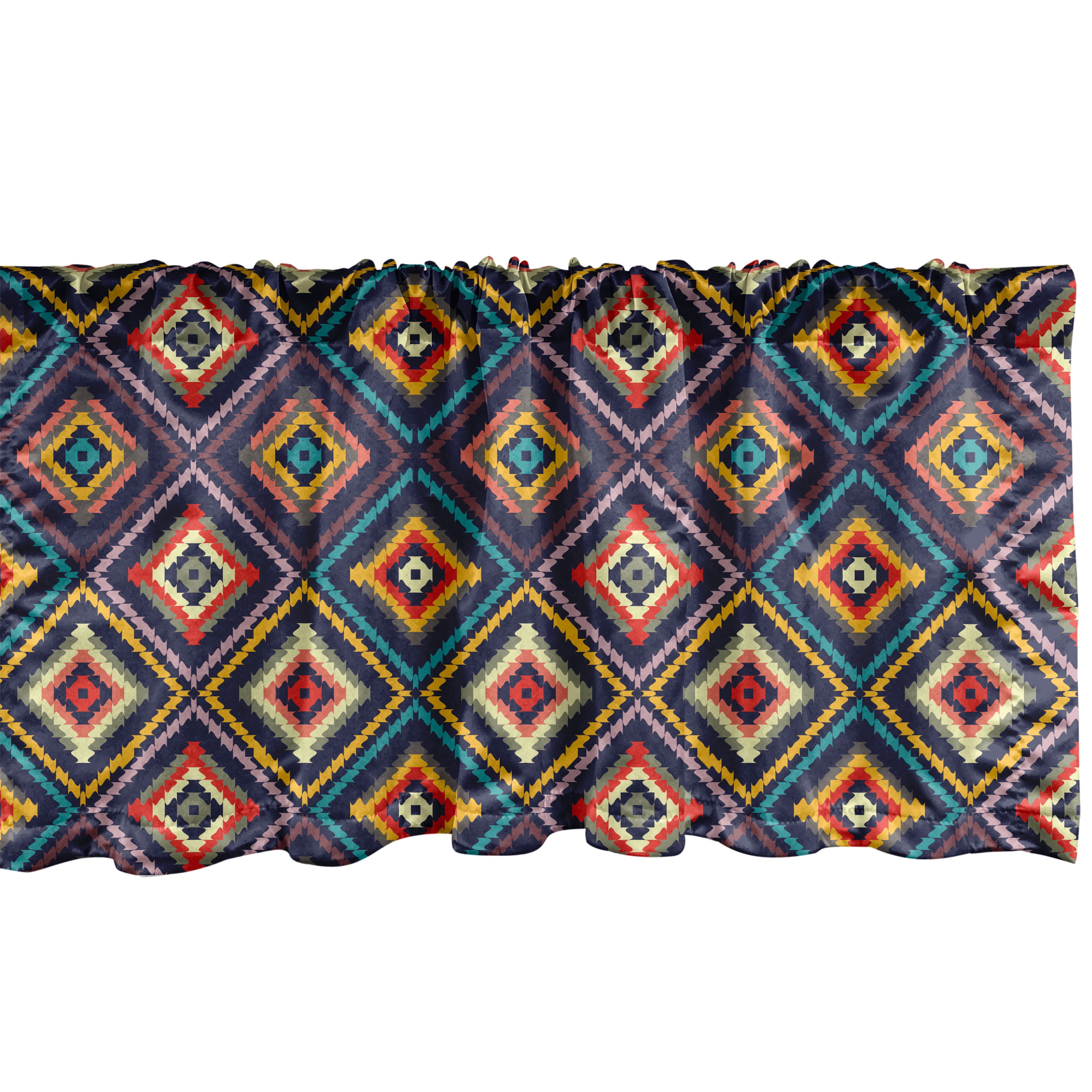 Ambesonne Abstract Valance Pack of 2, Concentric Wavy Squares, 54"X18 ...