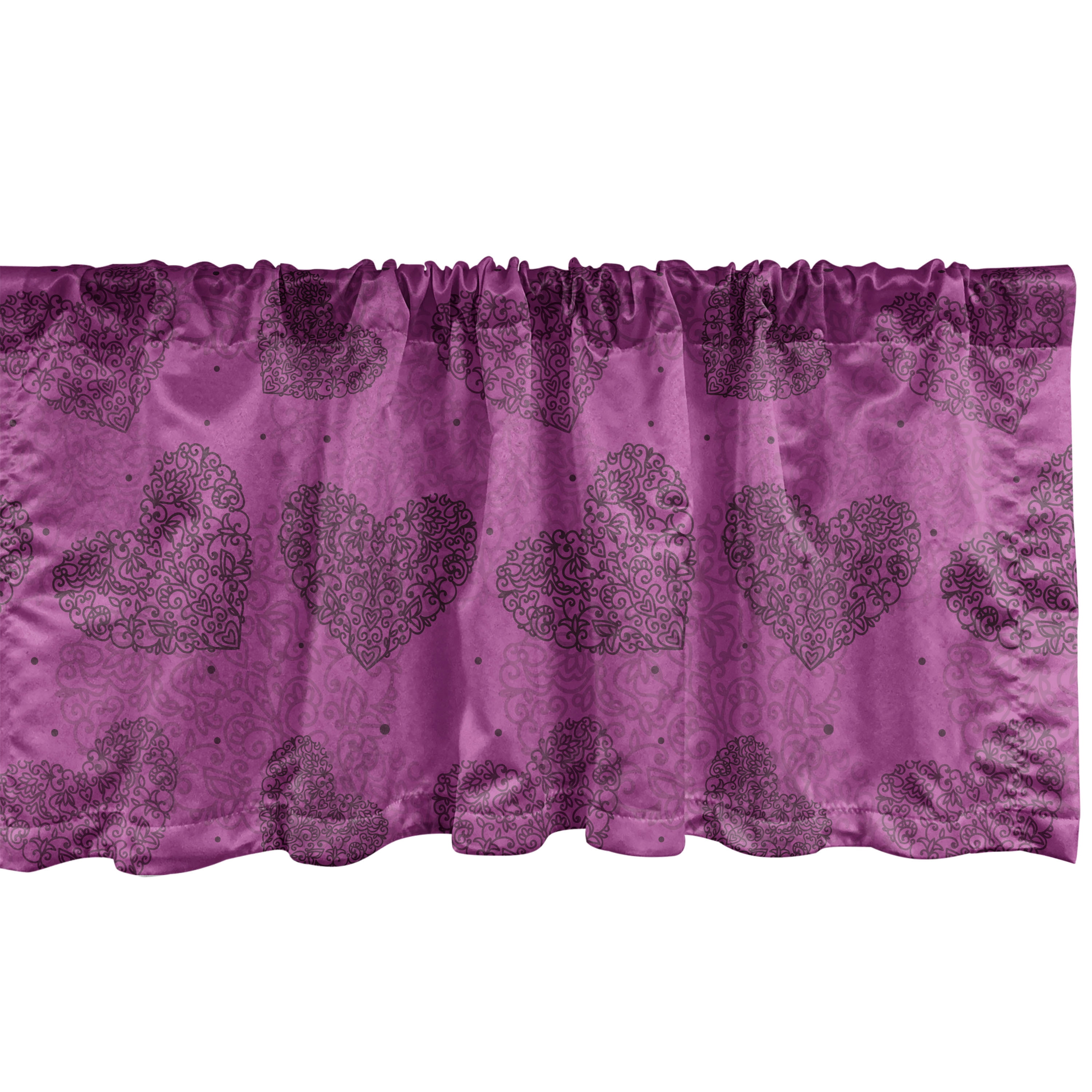 Ambesonne Abstract Valance Pack of 2, Hearts Floral Elements, 42"X12 ...