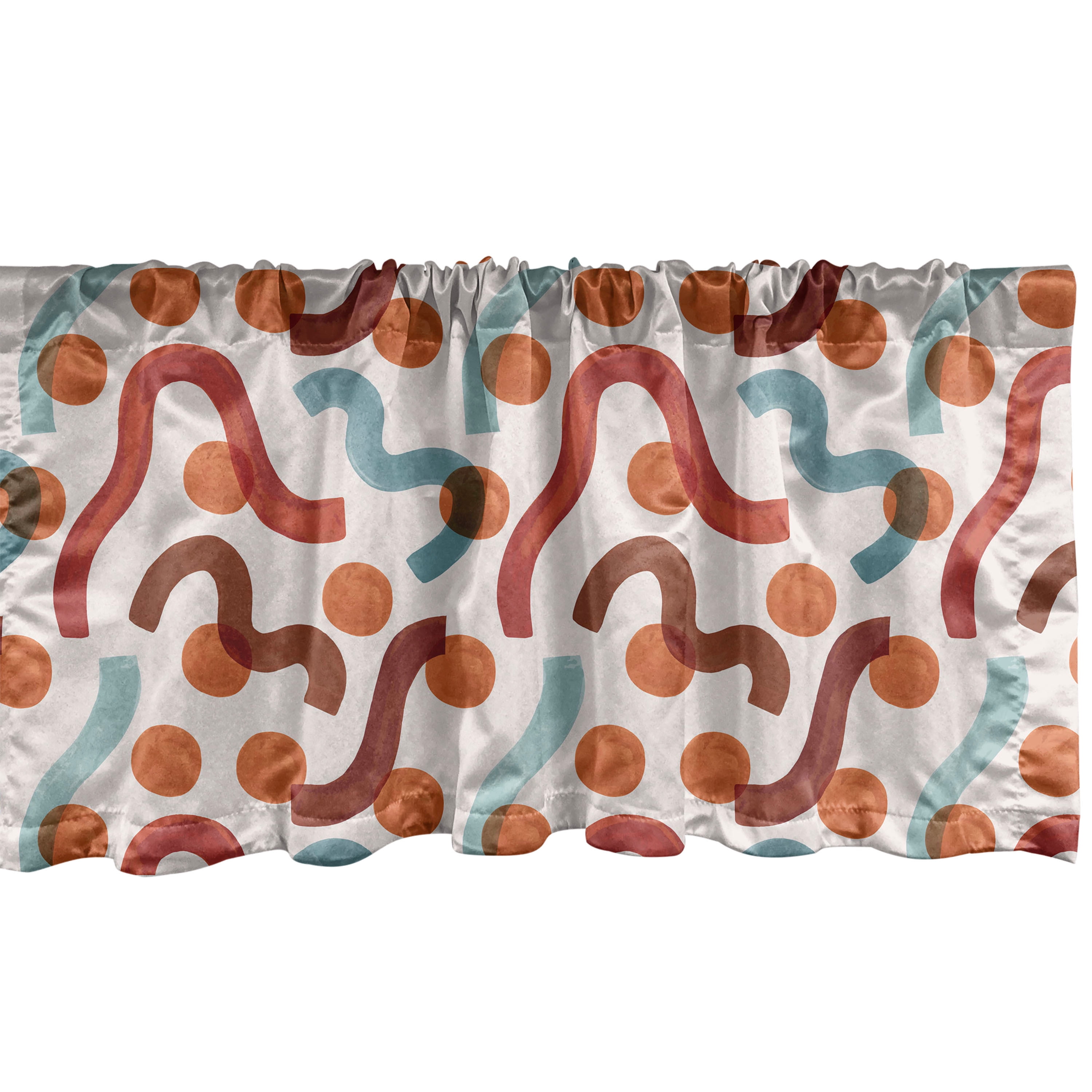 Abstract Window Valance Watercolor Wavy Stripes And Circular Motifs