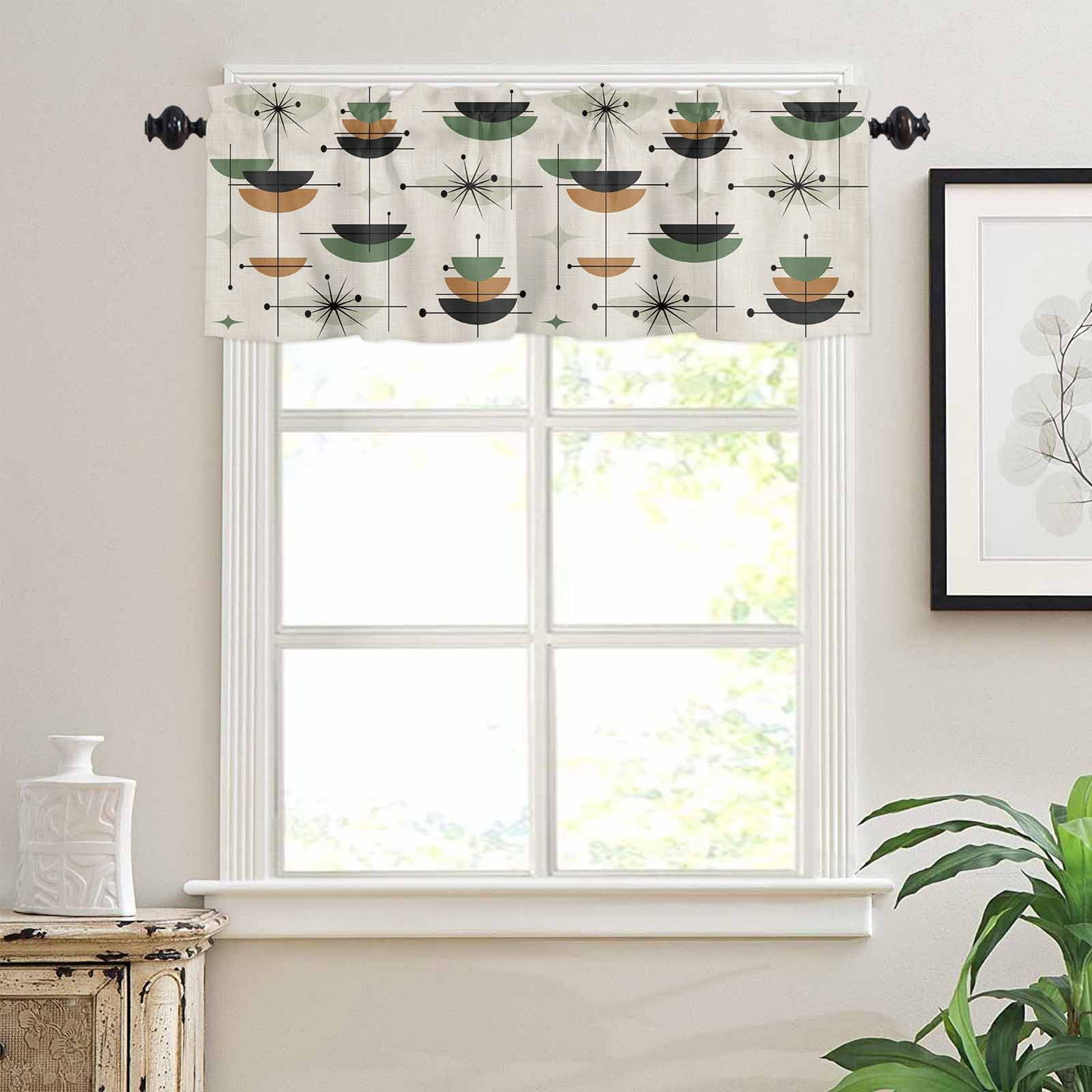 Abstract Window Valances for Kitchen, Bohemian Orange Green Color Block ...