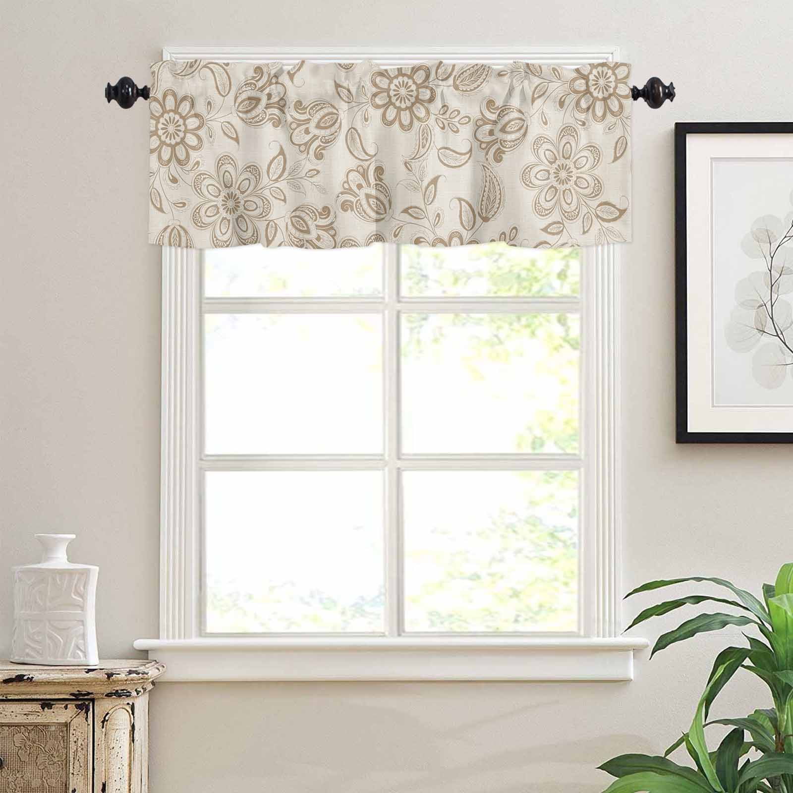 Abstract Window Valances for Kitchen, Paisley Pattern Vintage Ethnic ...