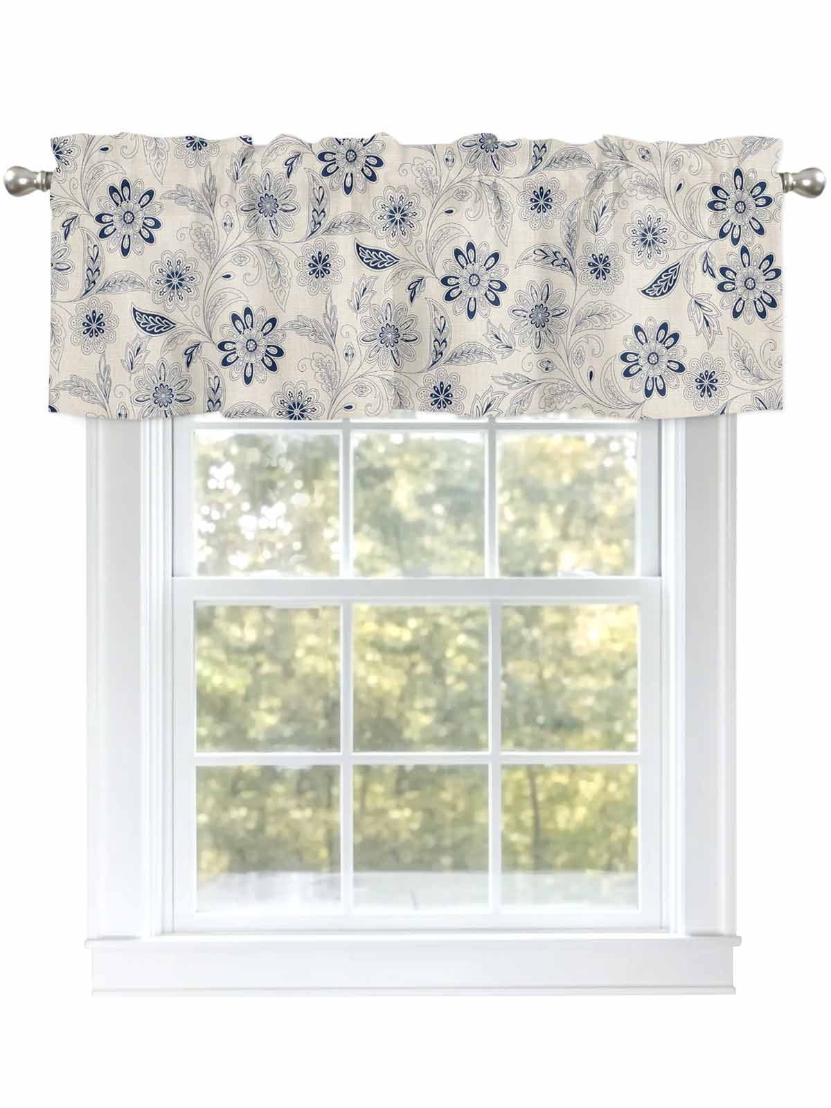 Abstract Window Valances for Kitchen, Vintage Art Pattern Ethnic Flower ...