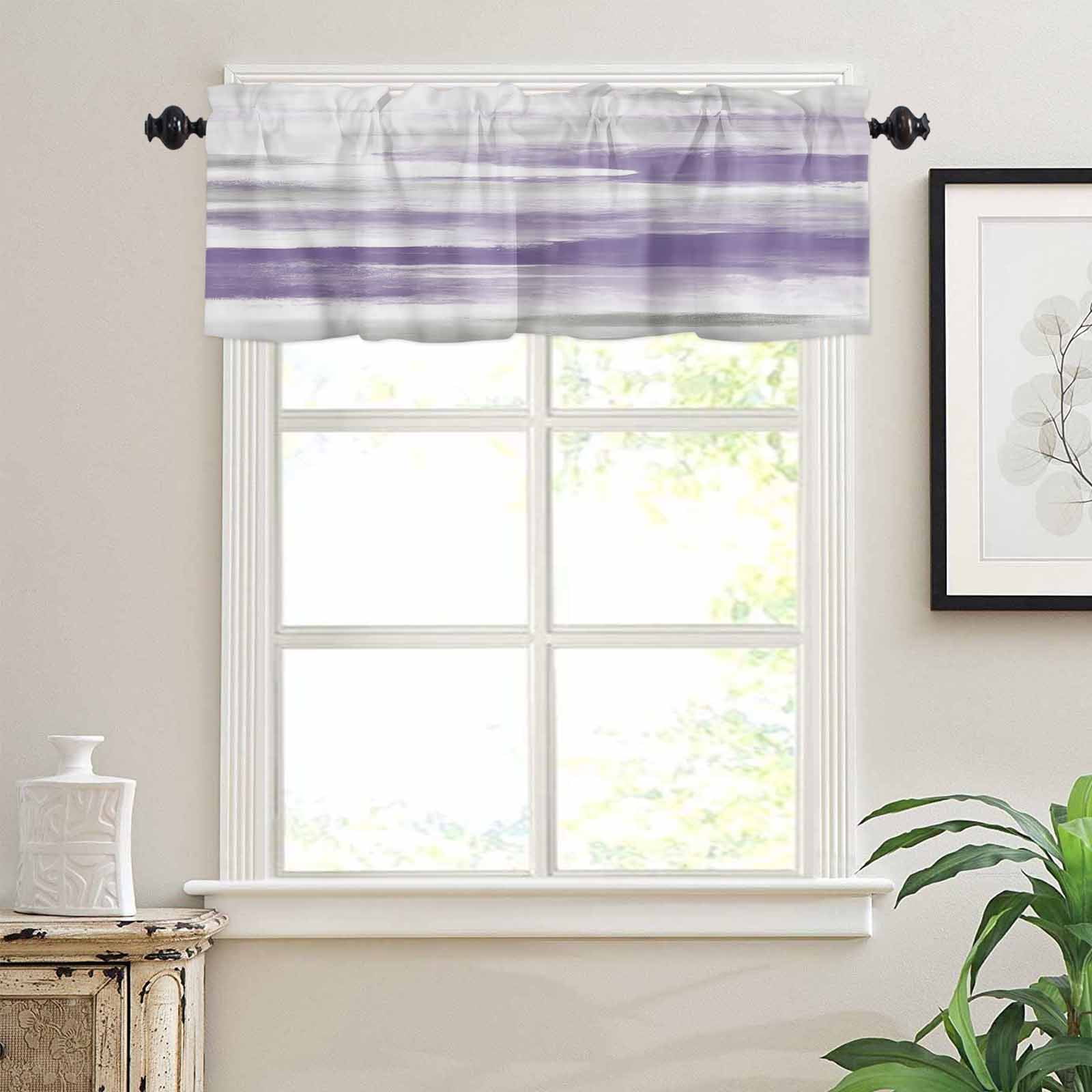 Abstract Window Valances for Kitchen, White Purple Texture Vintage ...