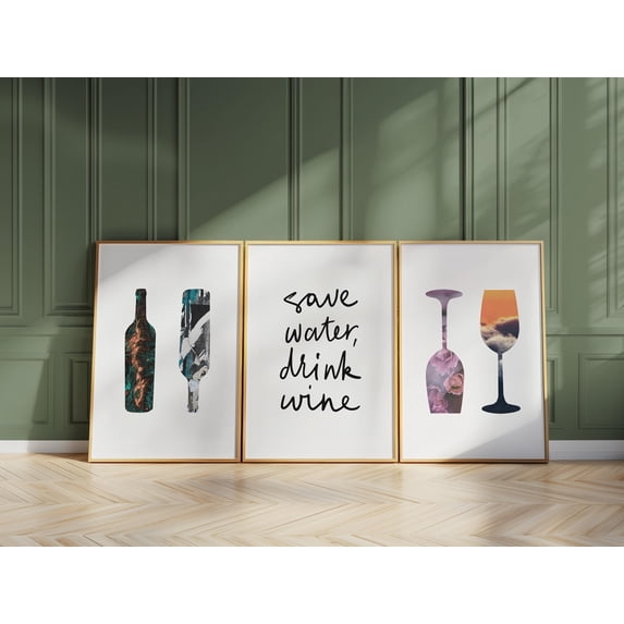Abstract Wine Art Prints Kitchen Bar Decor D95 Set 3 - Walmart.com