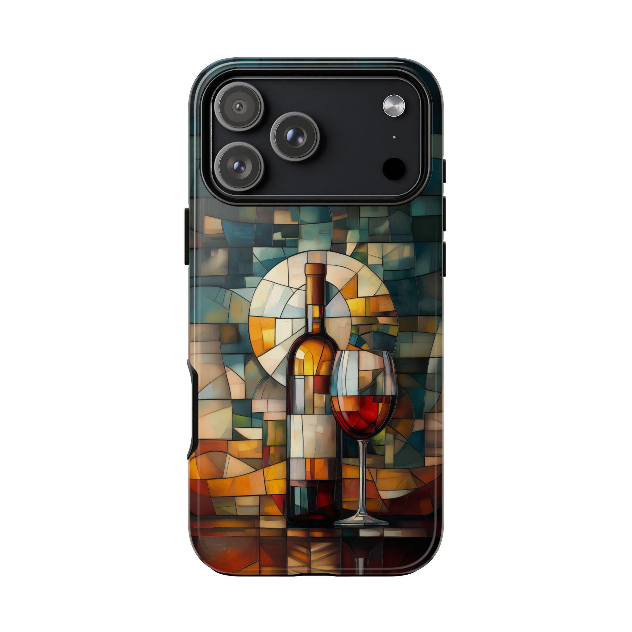Abstract Wine Bottle Glass Cubist Art Phone Case with iPhone 17 to 11 ...