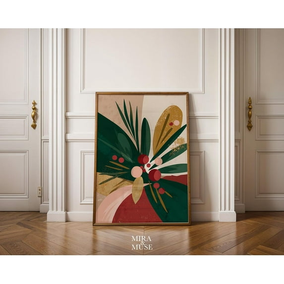 Abstract Winter Holiday Poster — Modern Minimalist Holiday Wall Art ...