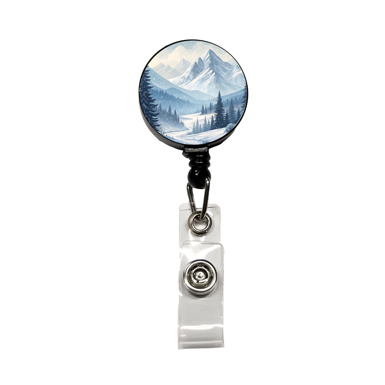 Abstract Winter Mountains Landscape Retractable Reel ID Badge Key Card ...