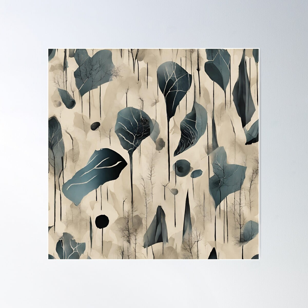 Abstract Winter Tree Ink Painting Poster Wall Art, Modern Wall Decor ...